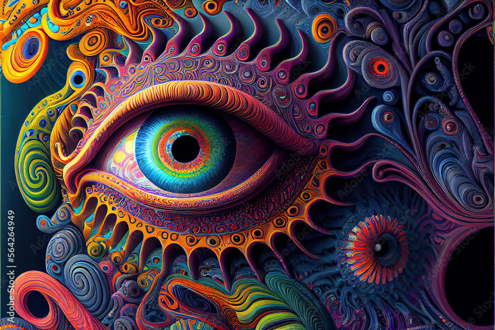 Goddess illustration of psychedelic art. The sun and face of goddess ...