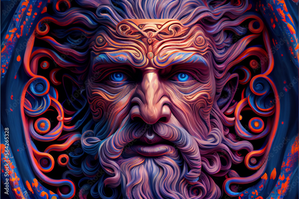 Zeus illustration of psychedelic art. Surreal art. Mythology ...