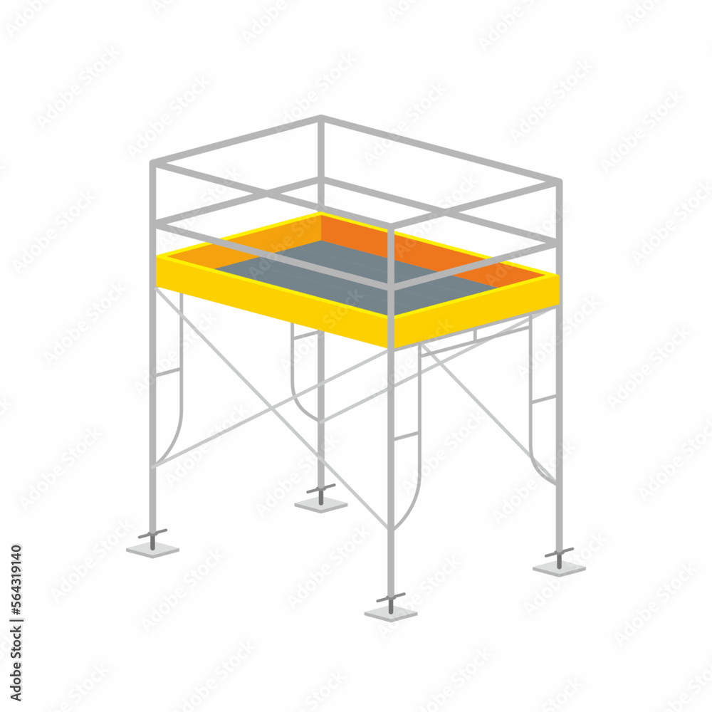 Isometric scaffolding frame with jack base and plate construction ...