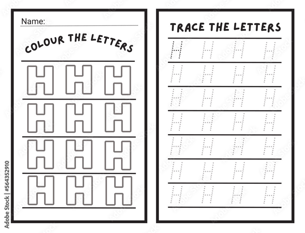 Alphabet letters tracing worksheet with alphabet letter H. Basic ...