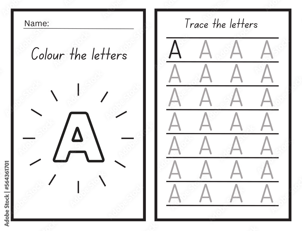 letter A coloring and tracing practice Worksheet for learning the ...