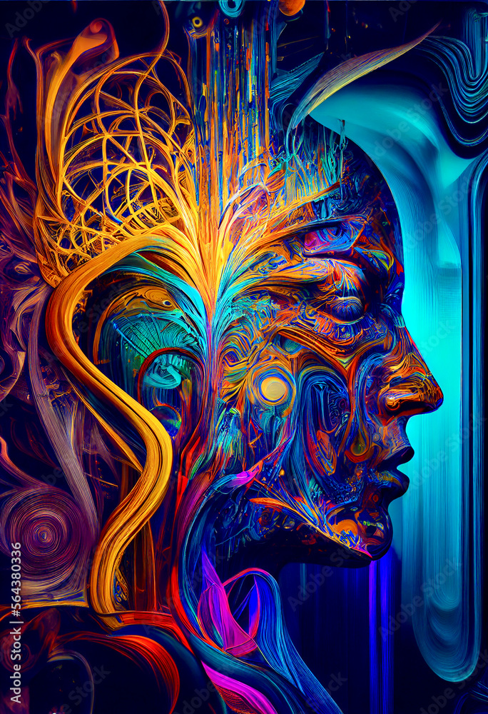 Generative AI abstract render of the subconscious Stock Illustration ...