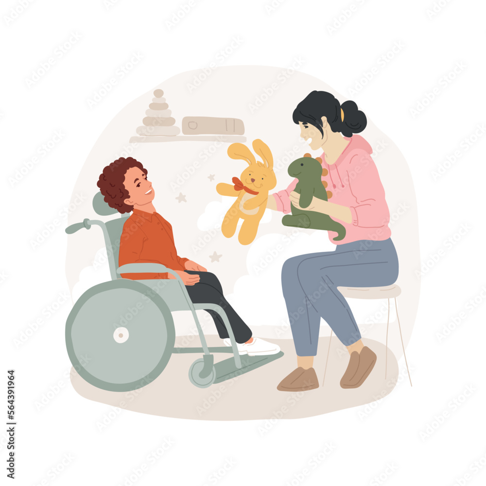 Help kids with disabilities isolated cartoon vector illustration ...