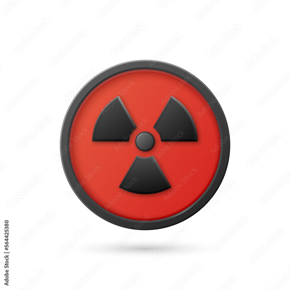 Vector 3d Realistic Round Red and Black Warning, Danger Nuclear Symbol ...