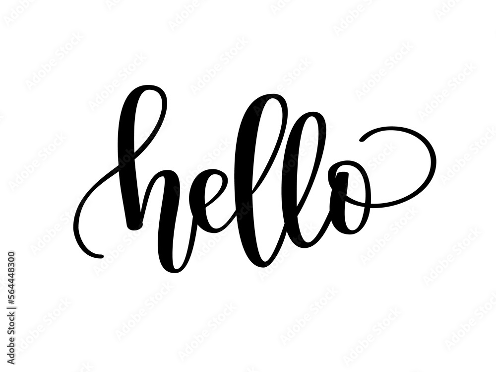 Hand-written word "hello". Modern calligraphy clipart on transparent ...