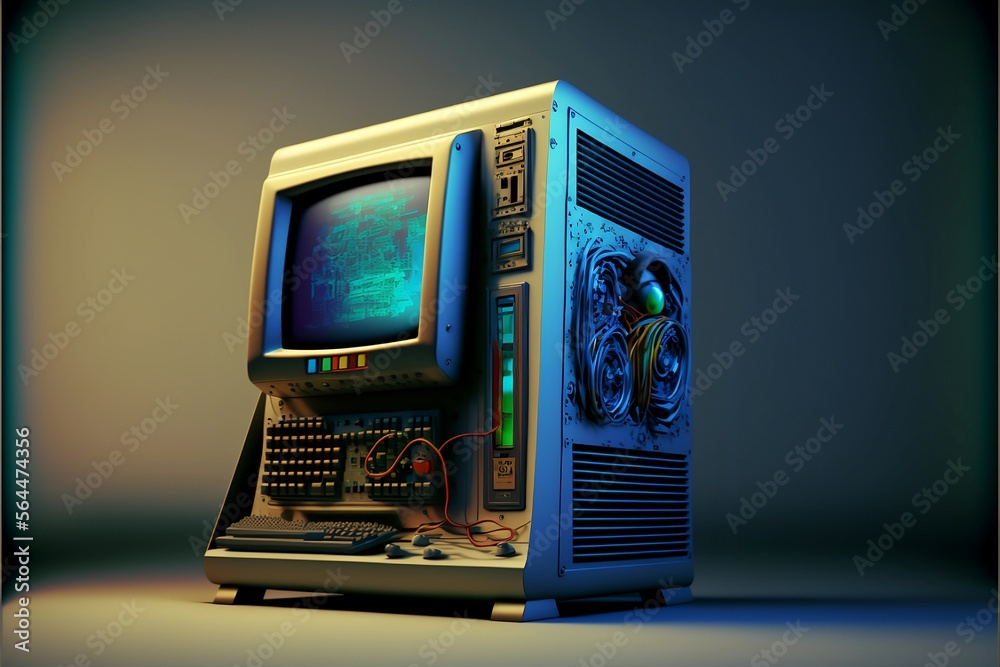 Ilustração old-time computer, cartoon design do Stock | Adobe Stock