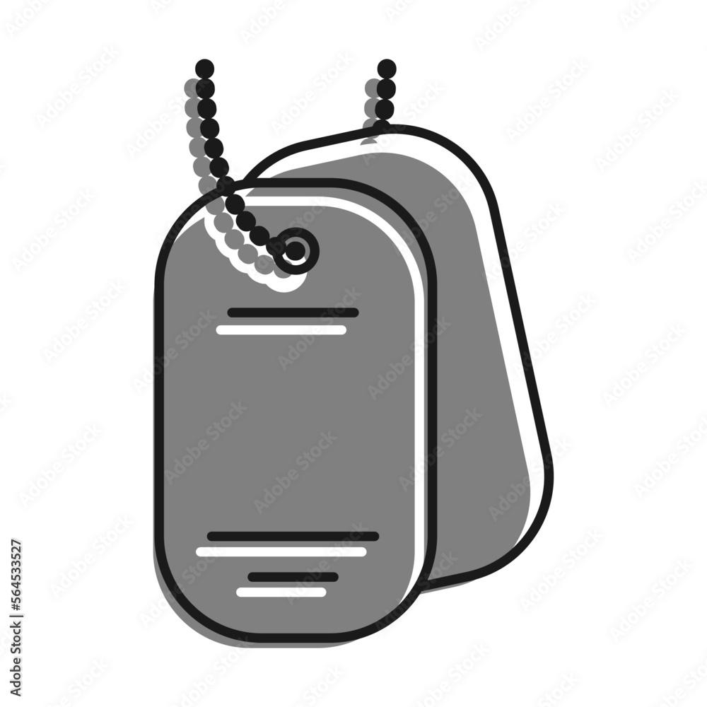 Linear filled with gray color icon, Personal Military Number Badge On ...