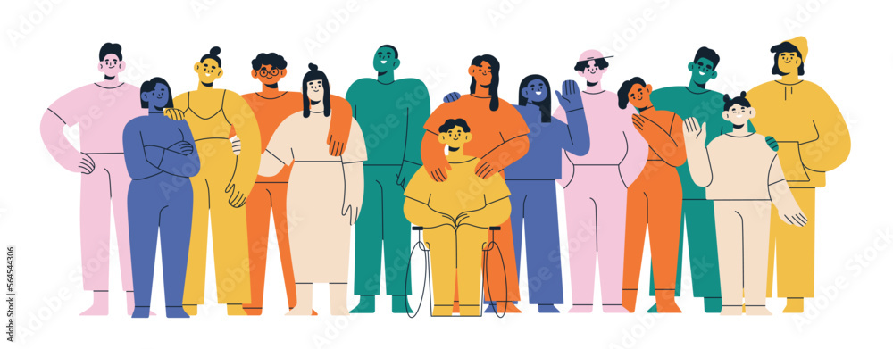 Diverse abstract characters, group portrait. Inclusive society, social ...