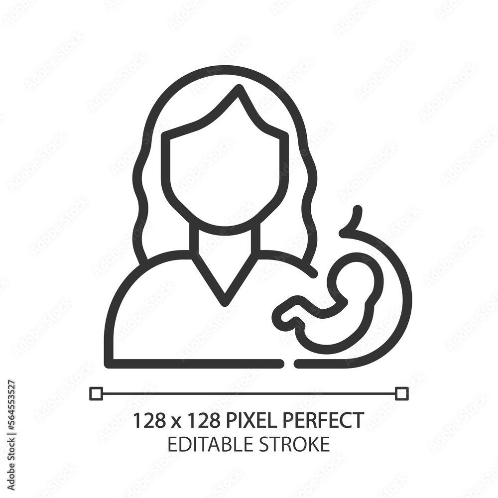 Prenatal care pixel perfect linear icon. Planning pregnancy. Mother and ...