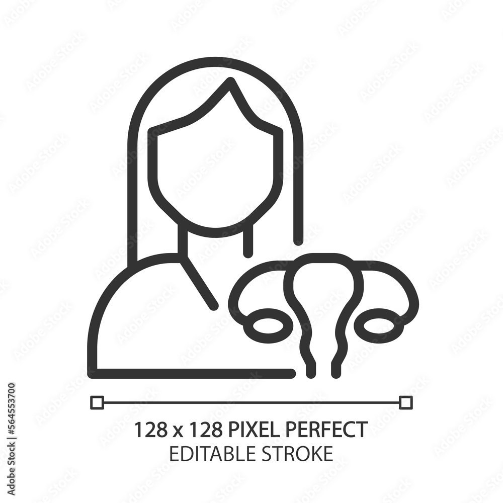 Gynaecology pixel perfect linear icon. Prevention and treatment of ...