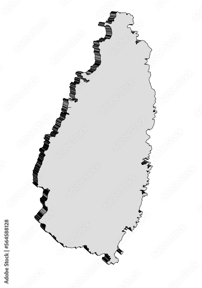 3D Outline Map Of Saint Lucia Stock Vector | Adobe Stock