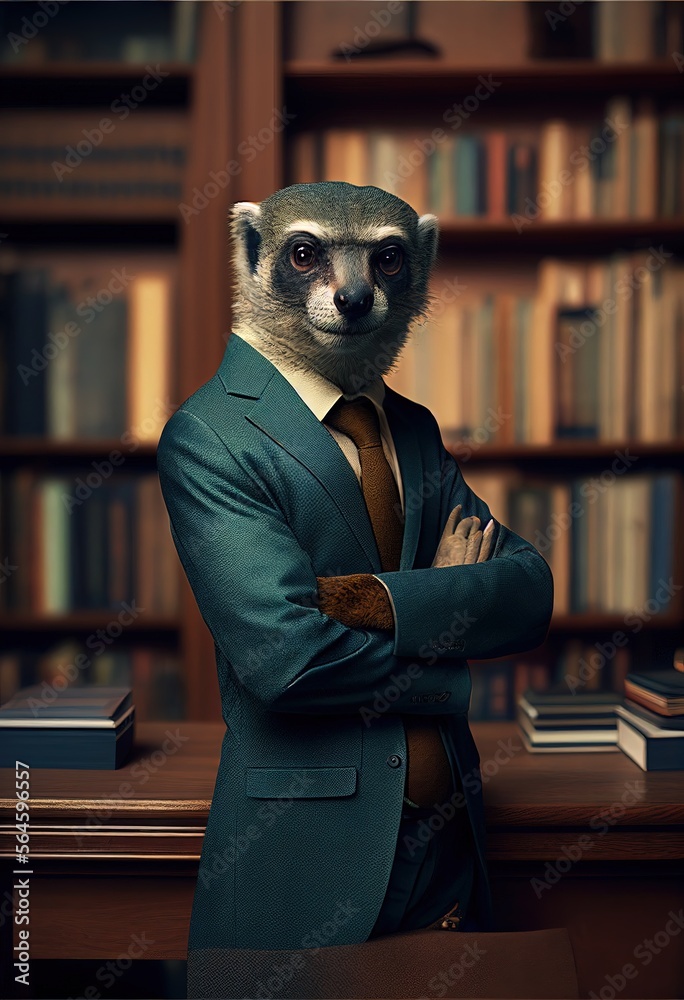 Portrait of an animal dressed in a suit in the office,animals in a suit ...