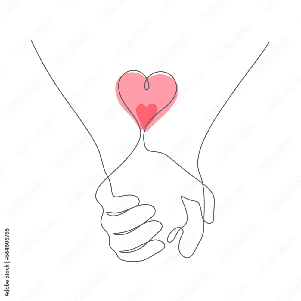 couple hand line art vector illustration. Continuous line drawing of ...