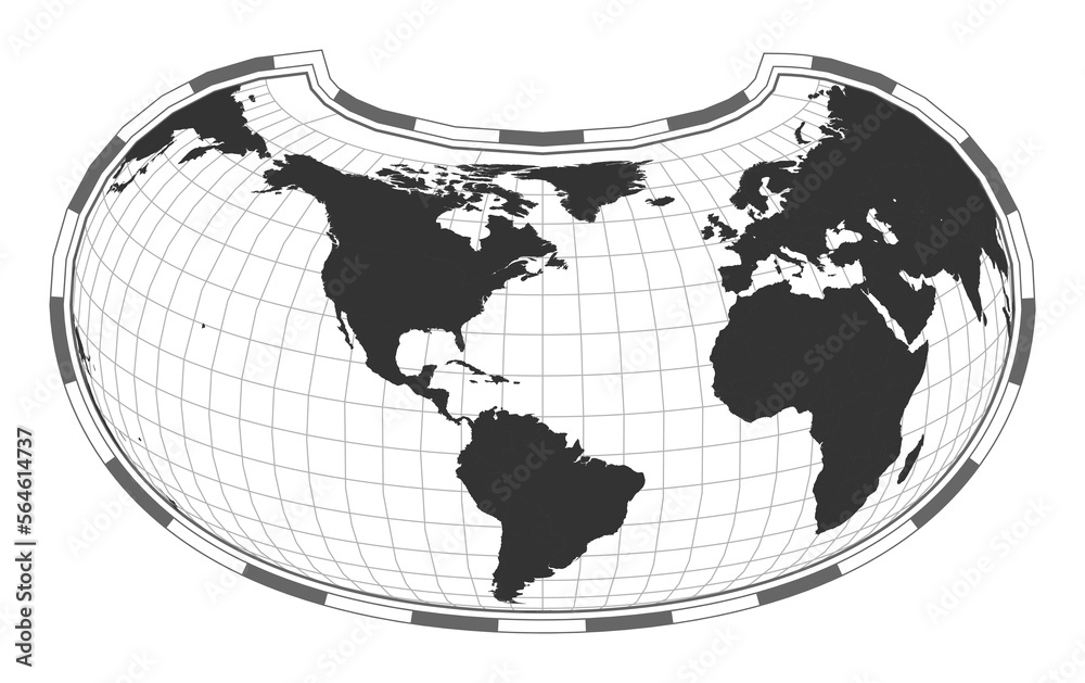 Vector de Stock Vector world map. Armadillo projection. Plain world ...