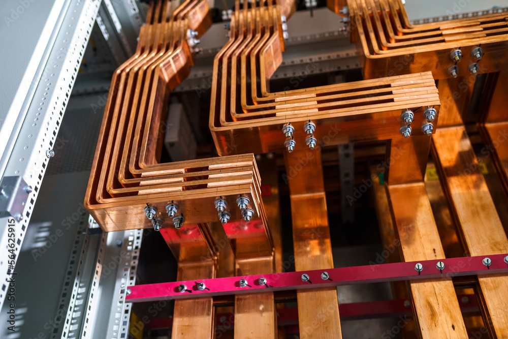 Power transformer installation at the modern industrial plant Stock ...