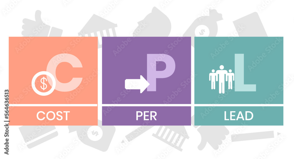 CPL - Cost Per Lead acronym, business concept background. vector ...