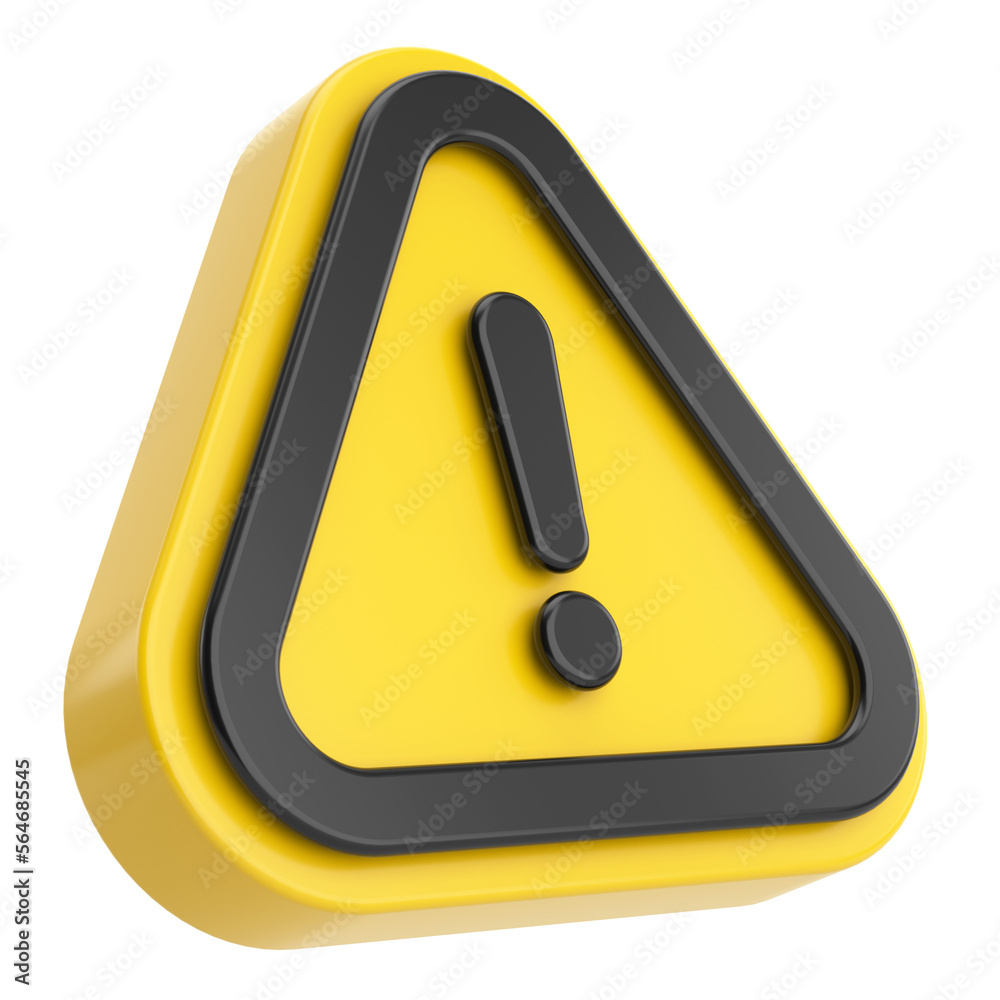 Warning sign. Exclamation mark. 3D illustration. Stock Illustration ...
