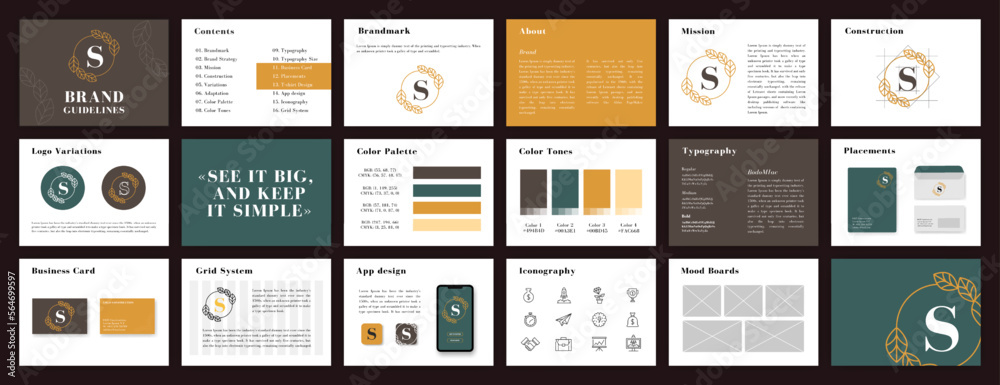 Colored Brand Guidelines template. Brand Identity presentation. Logo ...