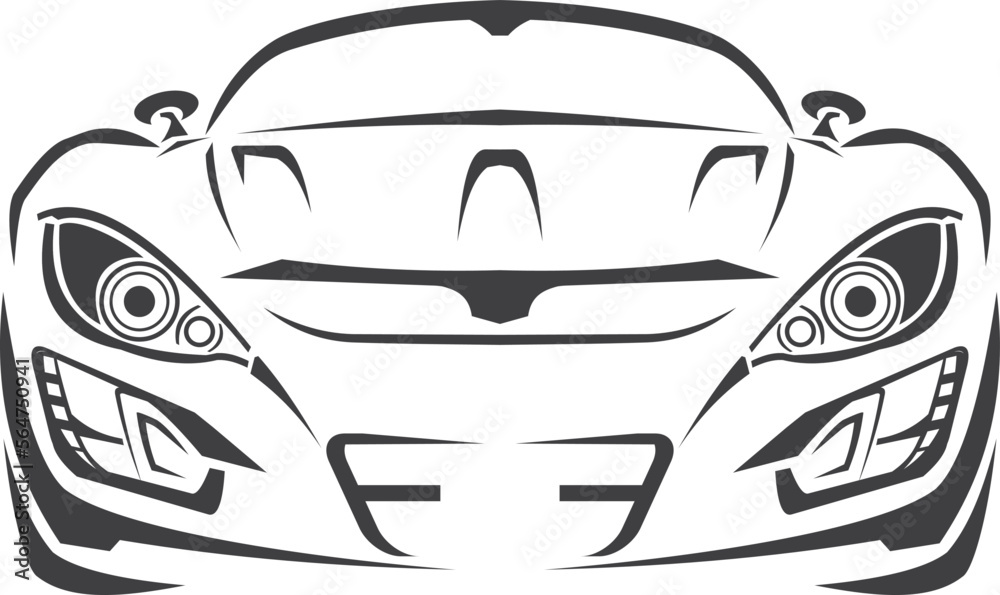 Stock-Vektorgrafik „Sport car front view outline clipart logo ...