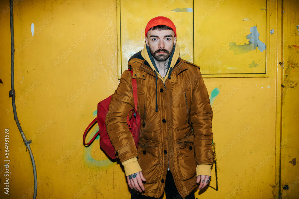 Portrait Of Man On Yellow Background. Stock Photo | Adobe Stock