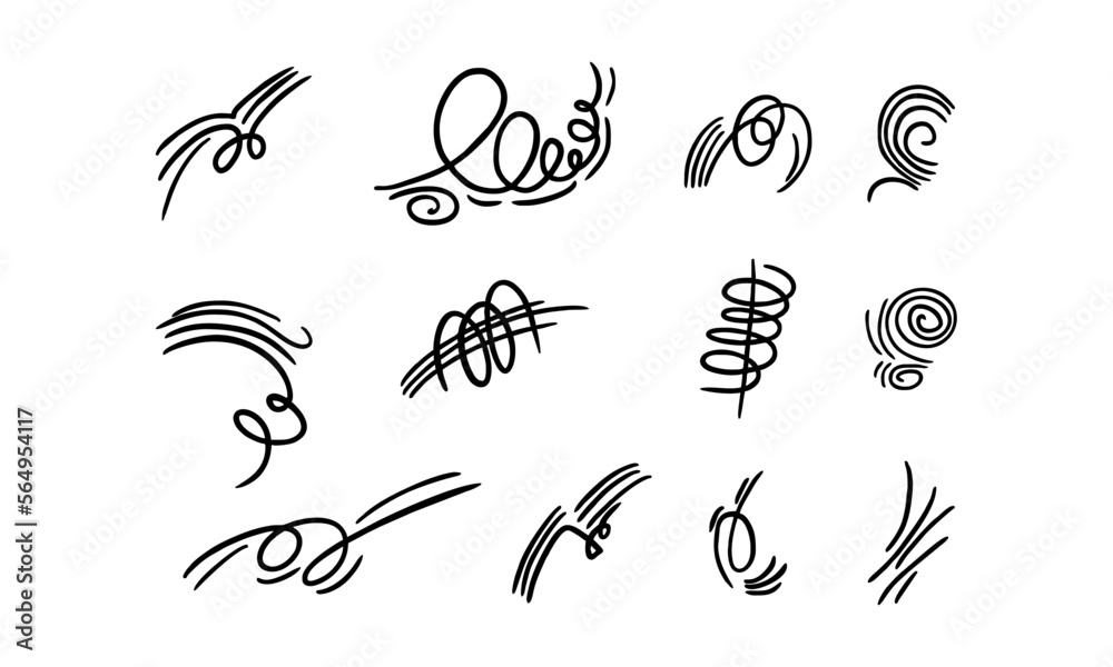 Wind weather and environment, nature icon set. Natural movement of the ...