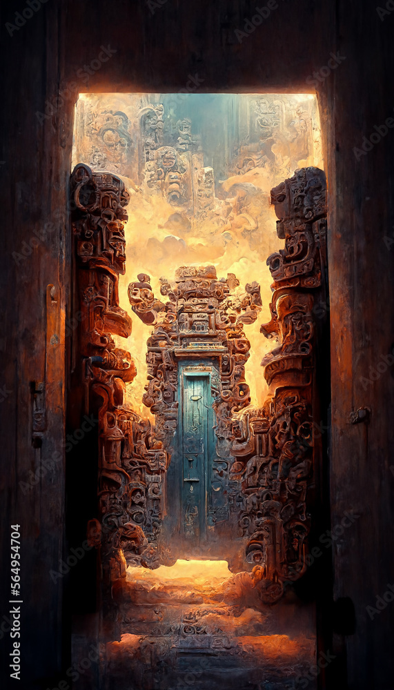 carved mayan door magical atmosphere Generative AI Content by ...