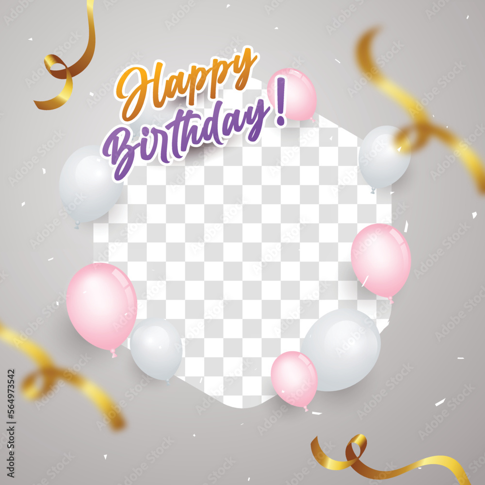 Happy birthday social media frame template Stock Vector | Adobe Stock