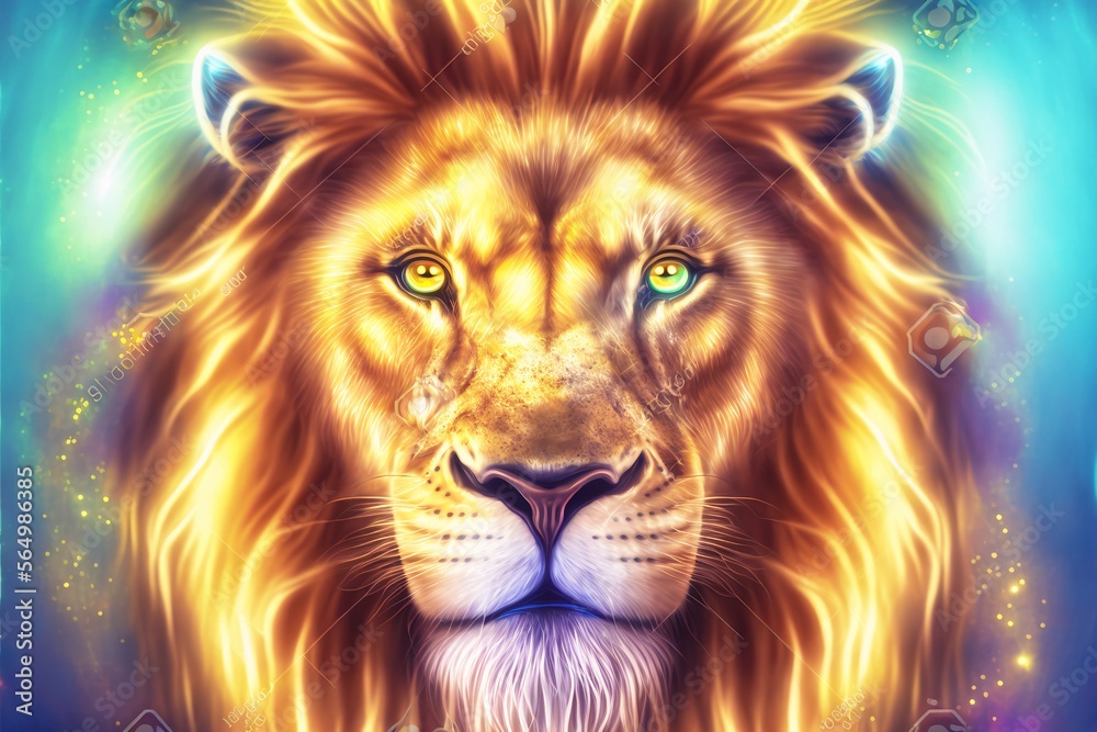 Powerful Epic Legendary Lion in Universe. Spiritual Animal Awakening ...
