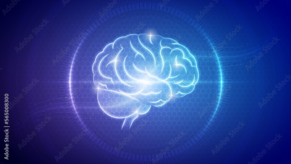 Human Brain Side View Central Nervous System Futuristic Medical ...