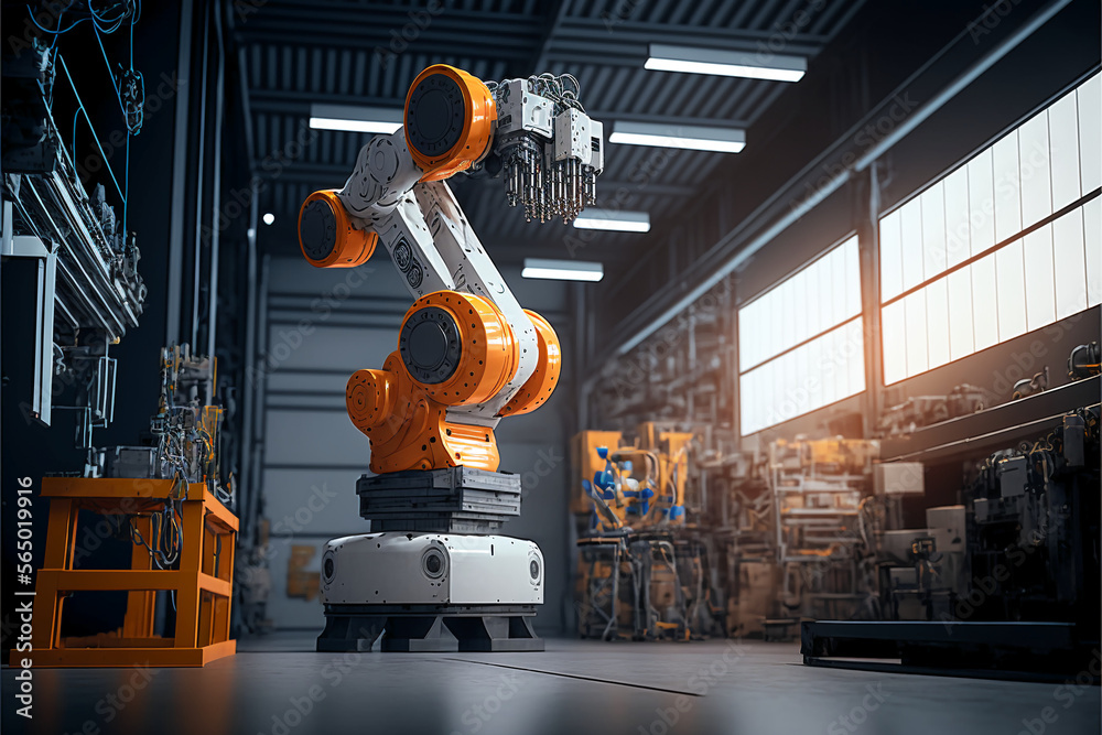 AI computer technology smart factory, industry 4.0, M2M computer aided ...