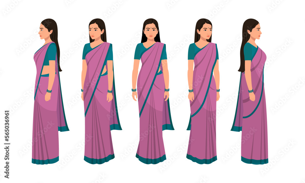 Indian Woman In Saree Cartoon
