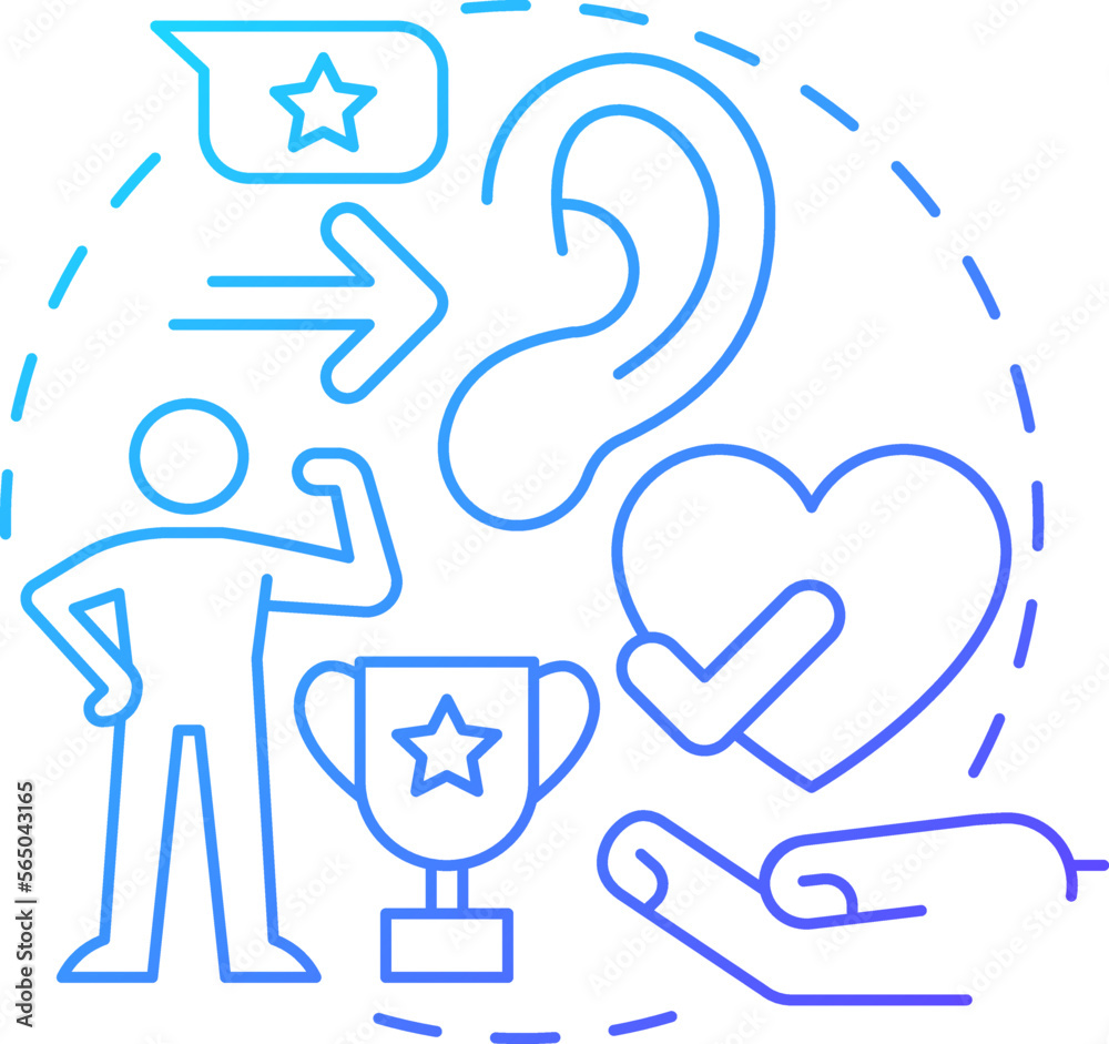 Compliment your child blue gradient concept icon. Mark achievement ...