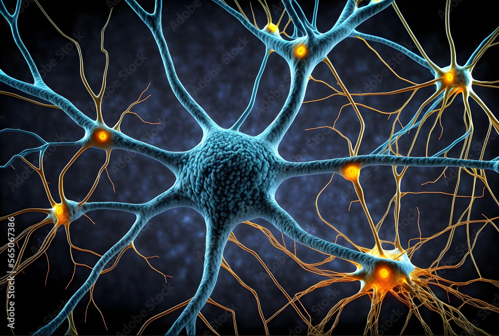 Model of Nerve Cells System Structure, 3D Neuron Science Background ...