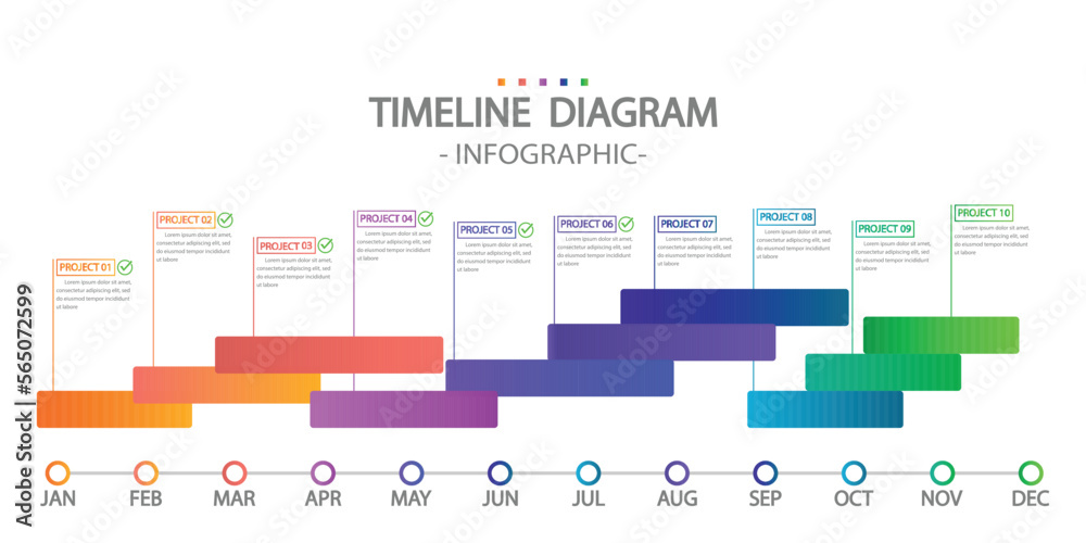 Infographic template for business. 12 Months Modern Timeline diagram ...