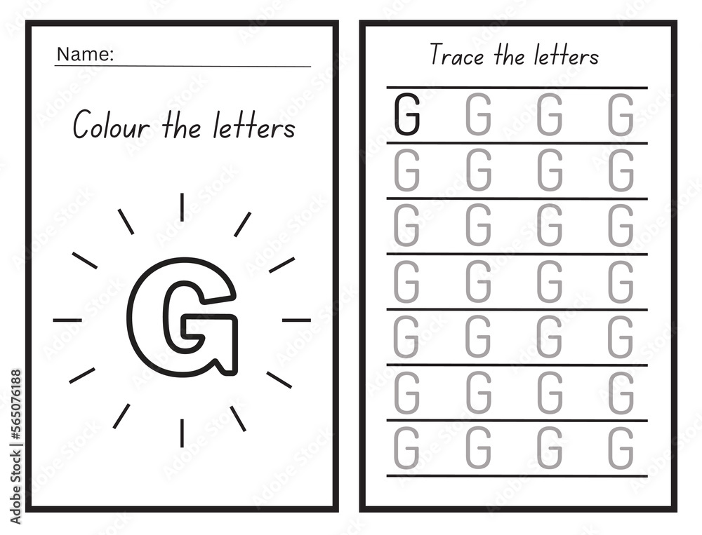letter G coloring and tracing practice Worksheet for learning the ...