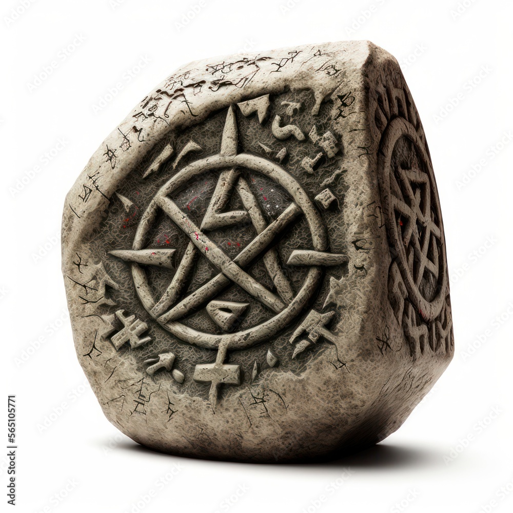 Magic, mystical conjuring rune stone for summoning demons and evil ...