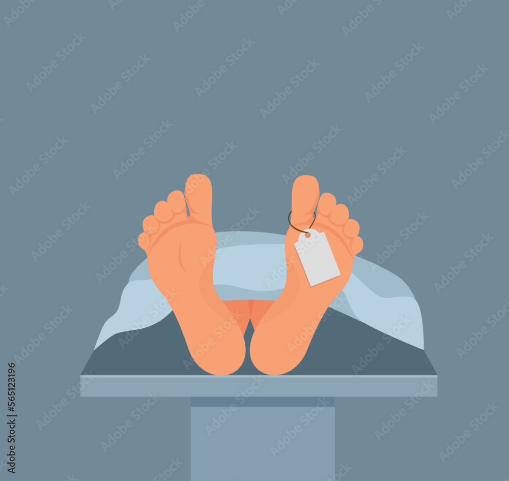 Interior of morgue. Dead bodies laying in the mortuary.Mortuary room 2D ...