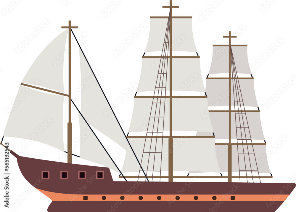 Old sailing ship icon. Vintage galleon yacht Stock Vector | Adobe Stock