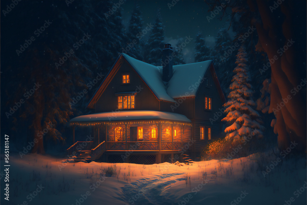 Cozy Winter House Illustrations for Relaxation and Self-Improvement ...