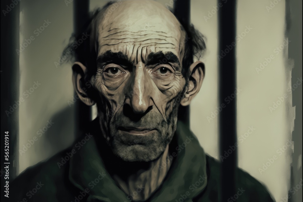 Old inmate in prison. Generative AI Stock Illustration | Adobe Stock