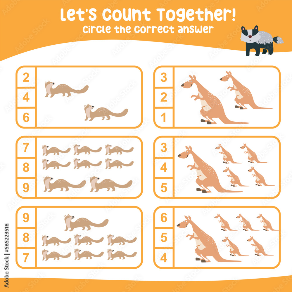 Let’s counting the animals together and circle the number on the ...