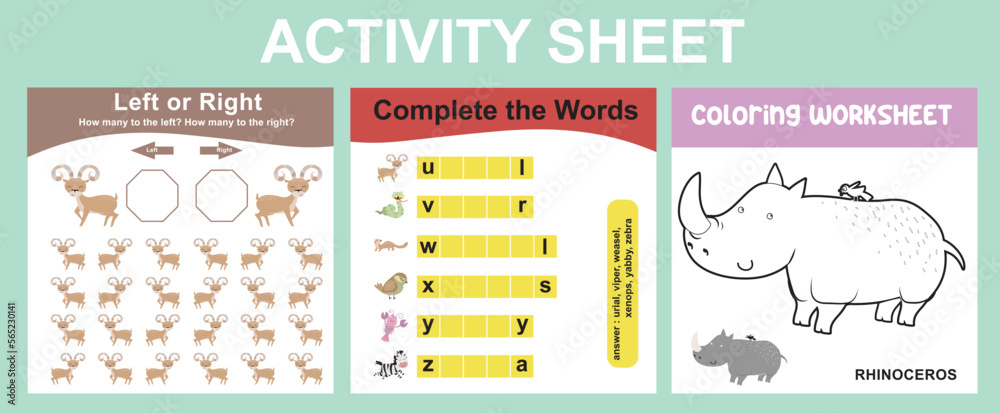 3 in 1 Activity kit for preschool and kindergarten kids with animal ...