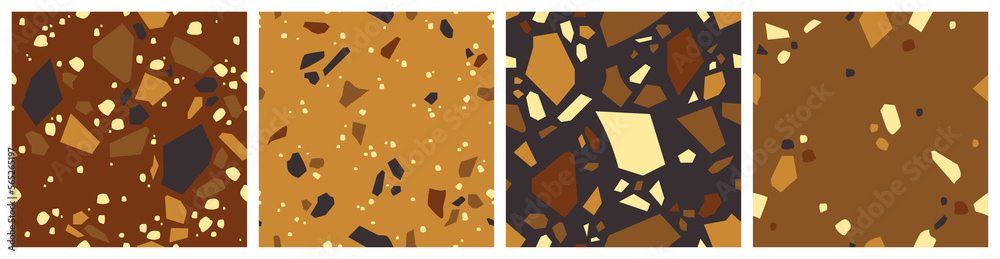 Collection of seamless patterns, terrazzo background set, the repeating ...