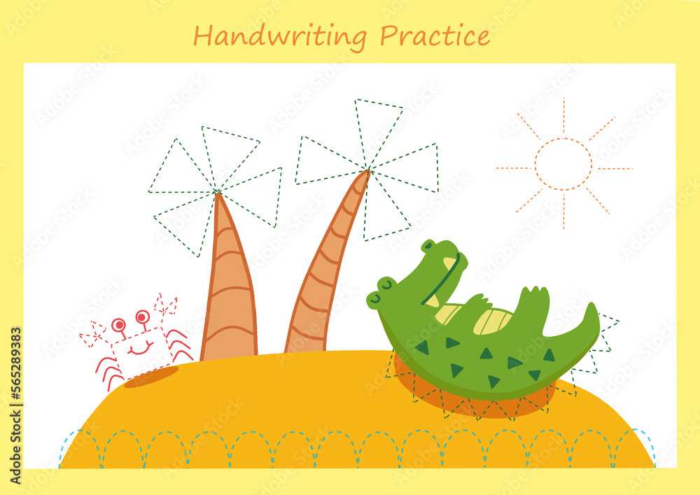 Handwriting practice sheet. Basic writing. Educational game for ...