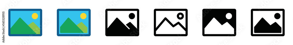 Gallery icons set. Image icon. Picture or photo color album signs ...