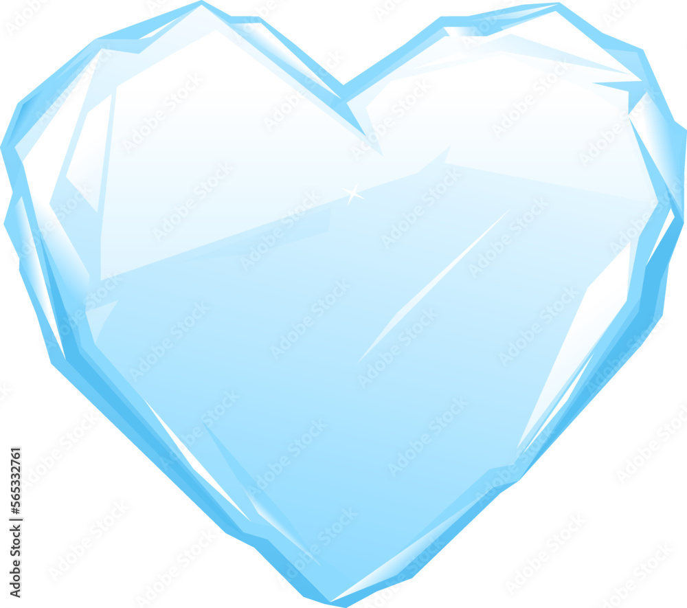 เวกเตอร์ Stock One blue clear ice heart in front view isolated ...