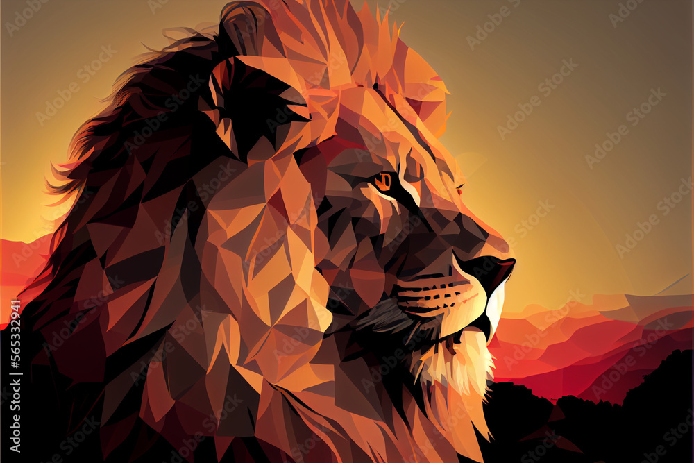 Lion Silhouette Artwork, lions simple drawing outline by Generative AI ...