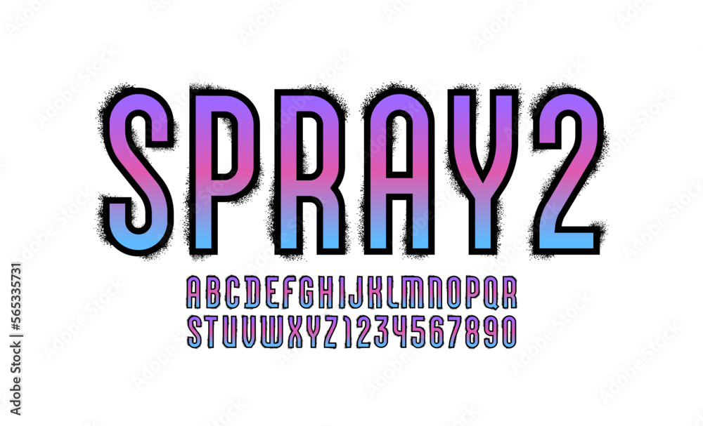 Spray graffiti font, grunge colored alphabet, street art letters and ...
