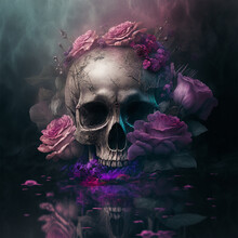 Skull Roses Flowers Illustration Free Stock Photo - Public Domain Pictures