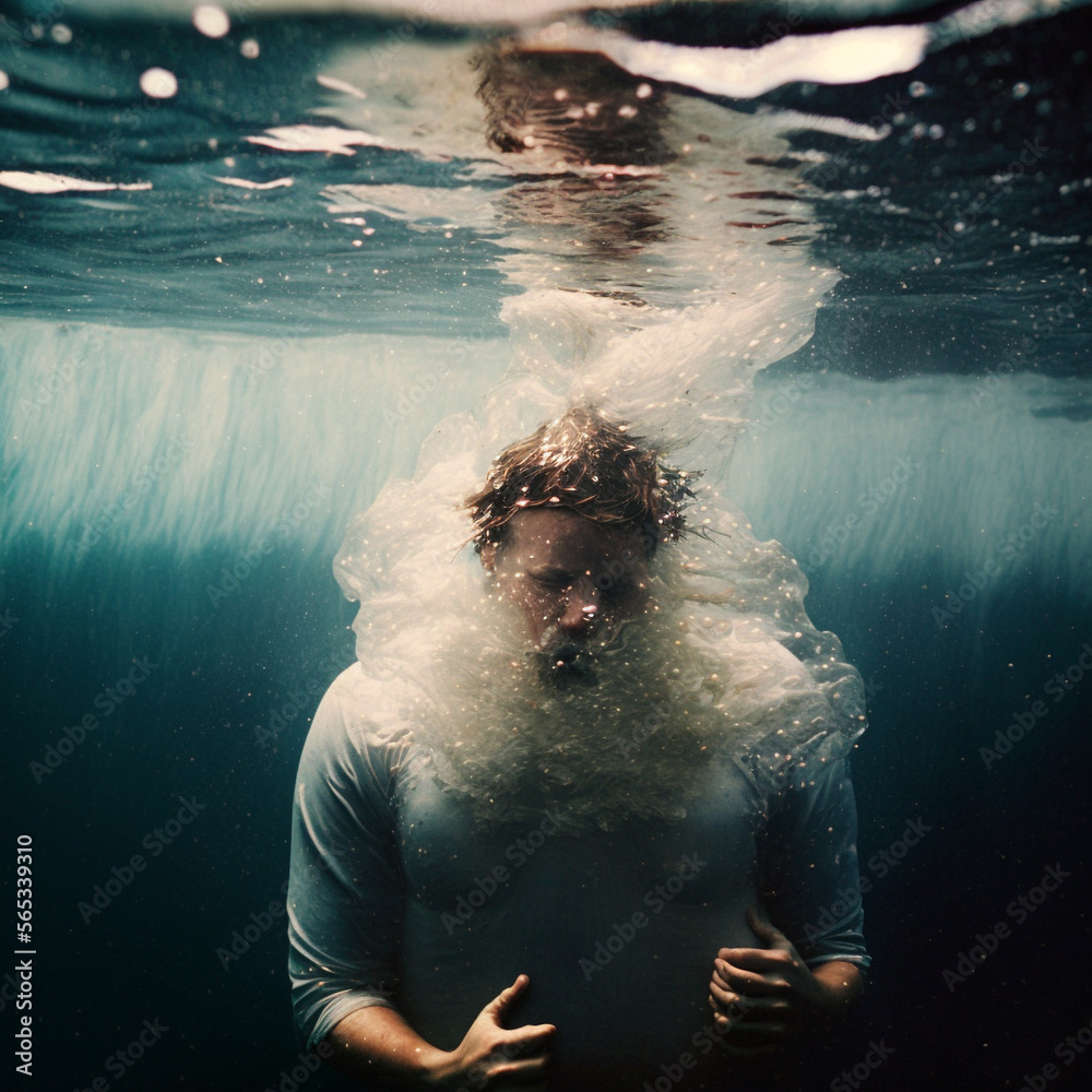 Desperate Drowning Businessman Screams Underwater, Bubbles Escaping His ...